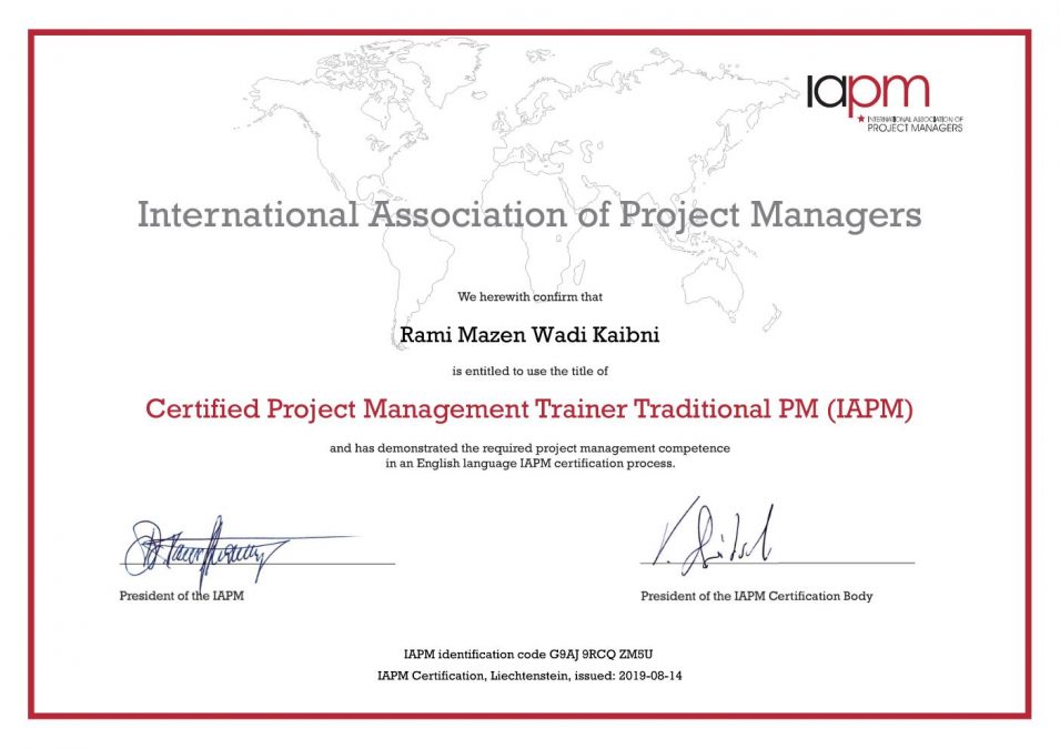 Certified Project Management Trainer Traditional PM - RMK Coaching